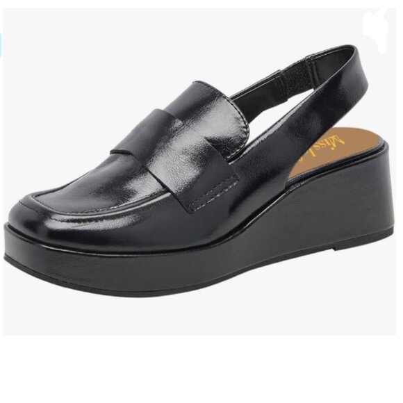Miss Left | Shoes | Miss Left Black Wedge Heel Slingback Pumps Platform ...